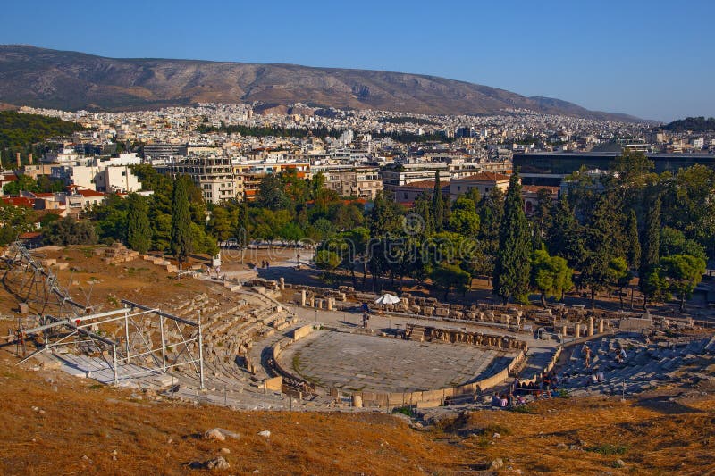 Famous Ancient Theater of Athens, in Acropolis Editorial Image - Image ...