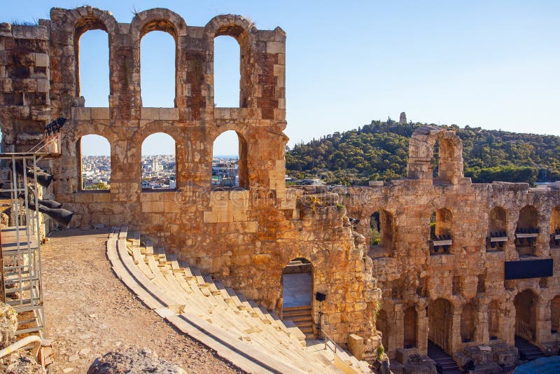 Famous Ancient Theater of Athens, in Acropolis Editorial Stock Image ...