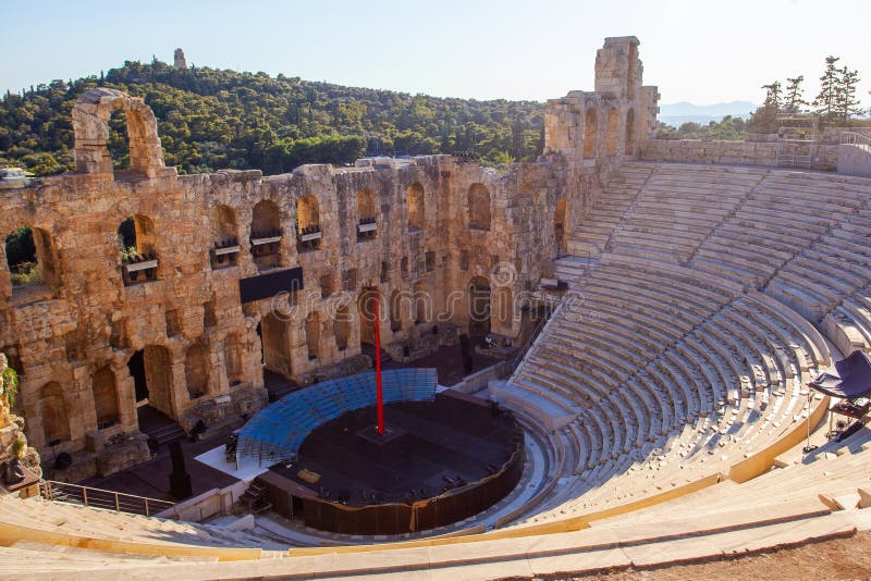 Famous Ancient Theater of Athens, in Acropolis Editorial Photography ...