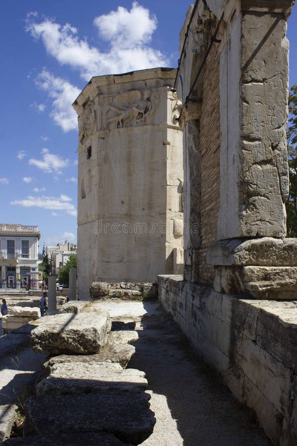 Hadrian Library Ruins through the Sky Stock Photo - Image of rests ...