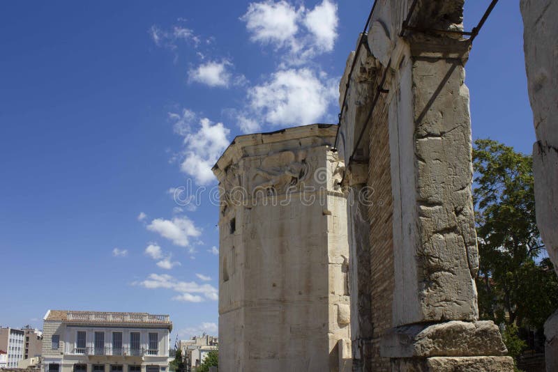 Hadrian Library Ruins through the Sky Stock Photo - Image of site ...