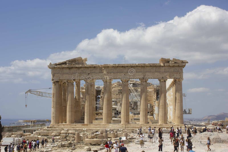The Parthenon Temple Under Renovation Works in Athens Acropolis ...