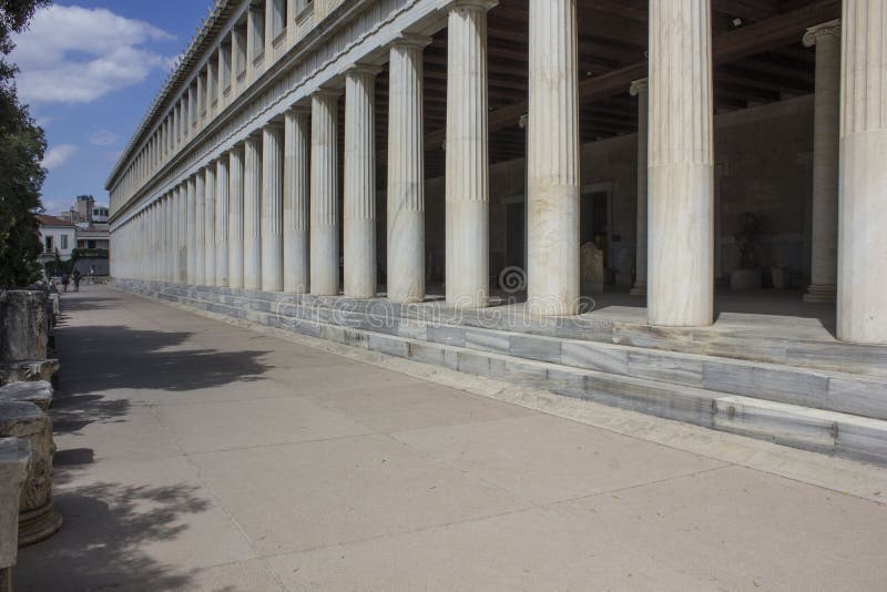 The Colonnade of Stoa of Attalos Historic Monument in Athens, Greece ...