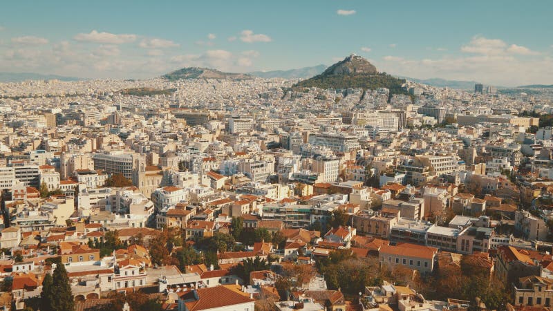 Dusk View Over Athens Suburbs To the Parthenon on the Acropolis ...