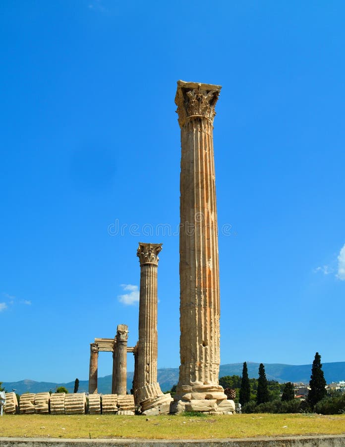 Athens Greece Columns of the Temple of Olympian Zeus Stock Image ...
