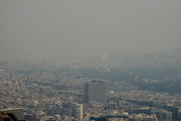 Athens Greece Covered in Smoke Editorial Stock Image - Image of athens ...