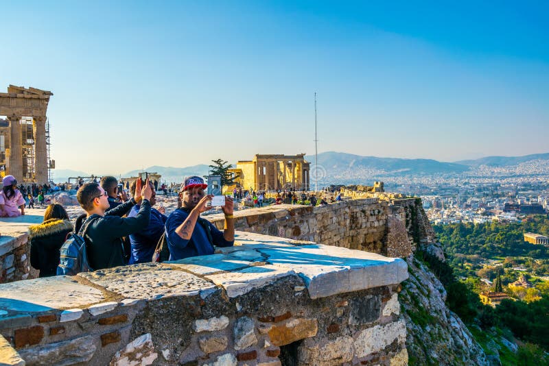 ATHENS, GREECE, DECEMBER 10, 2015: People are Admiring Panorama of ...