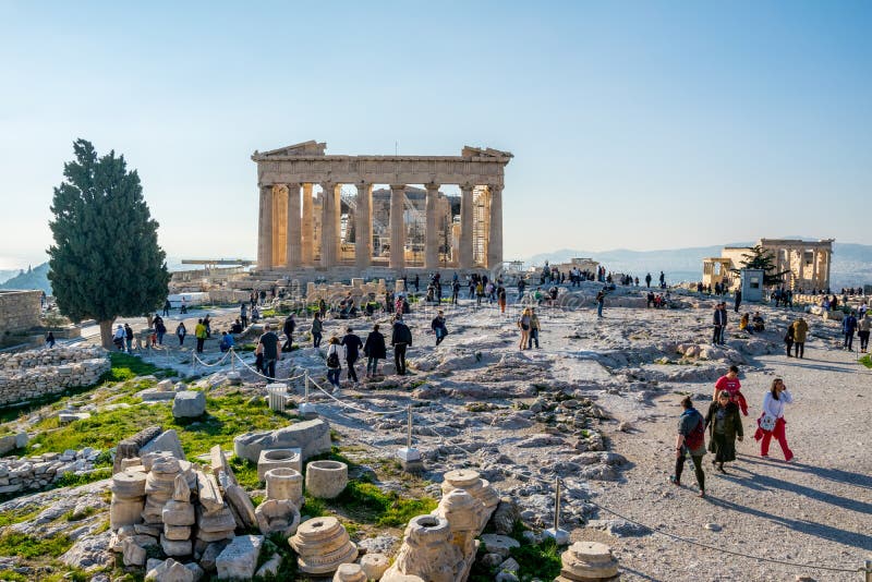 ATHENS, GREECE, DECEMBER 10, 2015: People are Admiring Panorama of ...