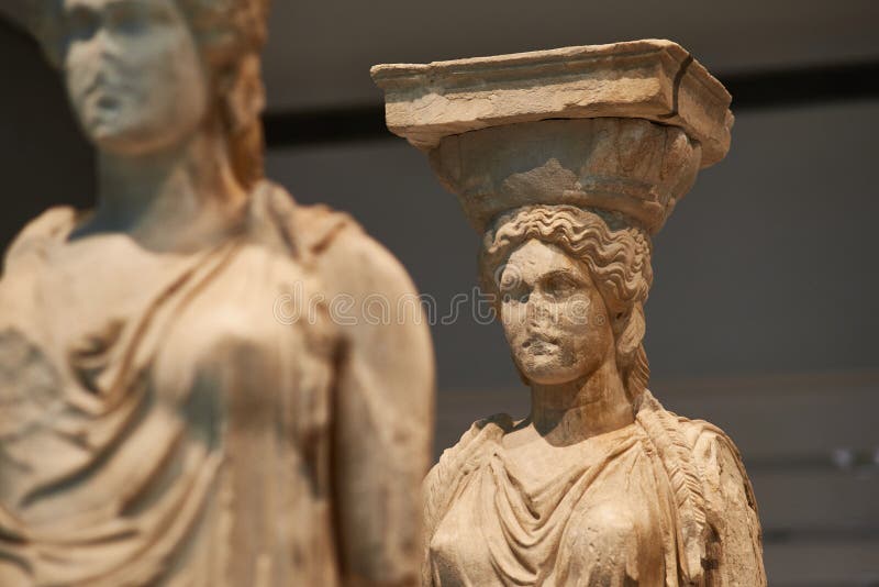ATHENS, GREECE - DECEMBER 30, 2016: Statue of Caryatides in Acropolis ...