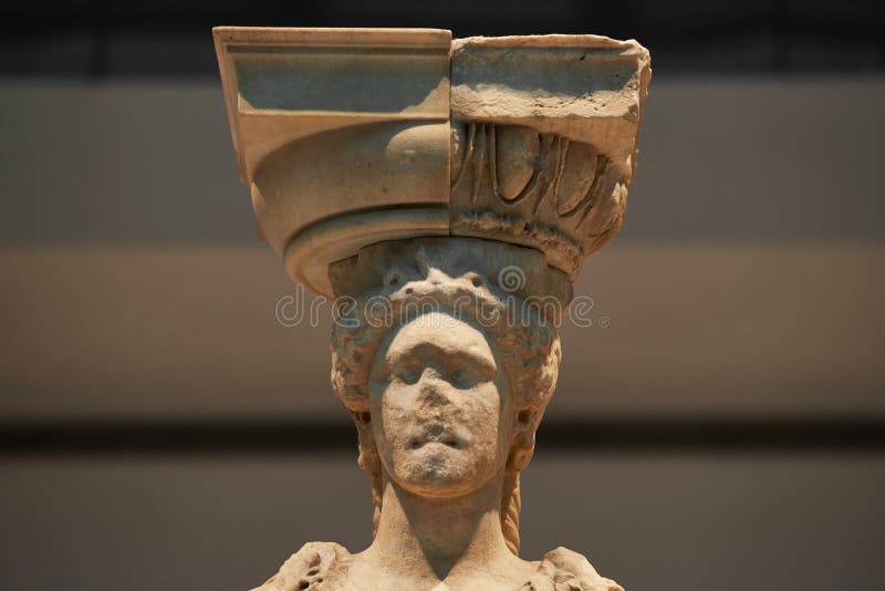 ATHENS, GREECE - DECEMBER 30, 2016: Statue of Caryatides in Acropolis ...