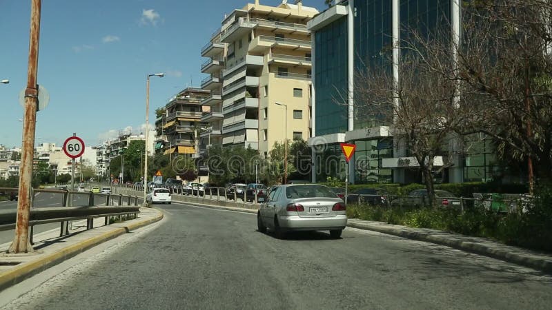 Driving on a Highway in Athens, View through Front Windshield. Stock ...