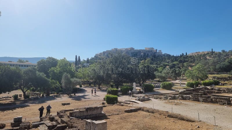 Athens Greece Fallen Columns Ruins in Ancient Market in Thisio ...