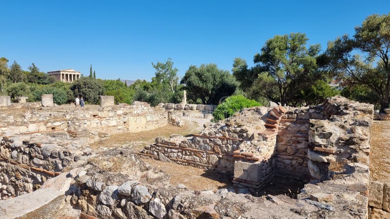 Athens Greece Fallen Columns Ruins in Ancient Market in Thisio ...
