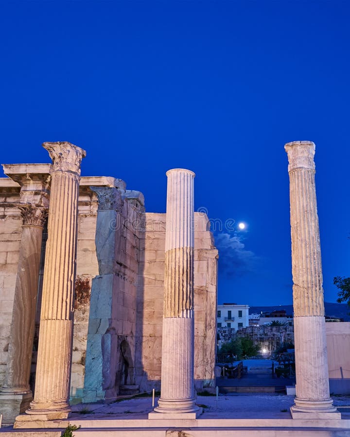 Athens Greece, Hadrians Library Columns Stock Photo - Image of ancient ...