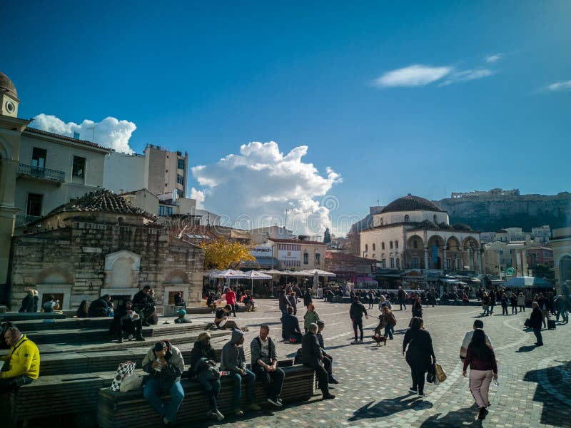 Monastiraki Square In The Center Of Athens, Greece Editorial Stock ...