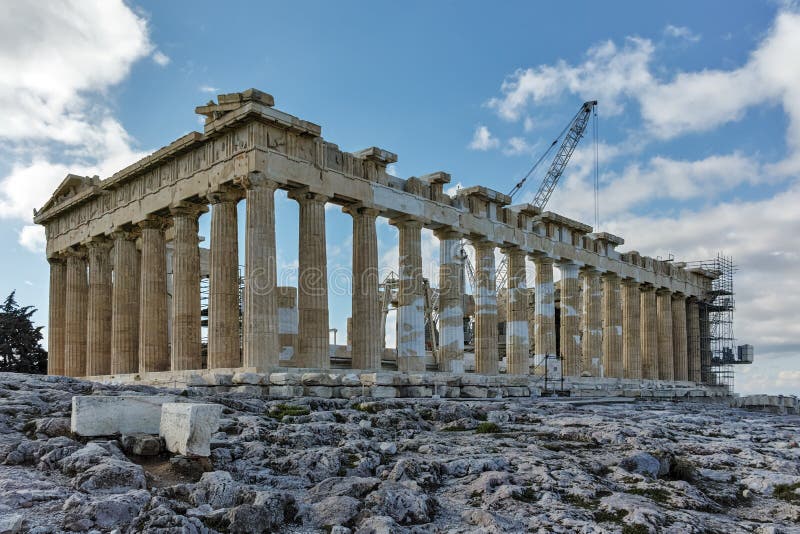 ATHENS, GREECE - JANUARY 20 2017: Panorama of the Parthenon in the ...