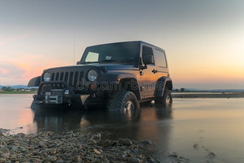 Athens, Greece 1 July 2016. Beautiful Jeep 4x4 Against the Sunset ...