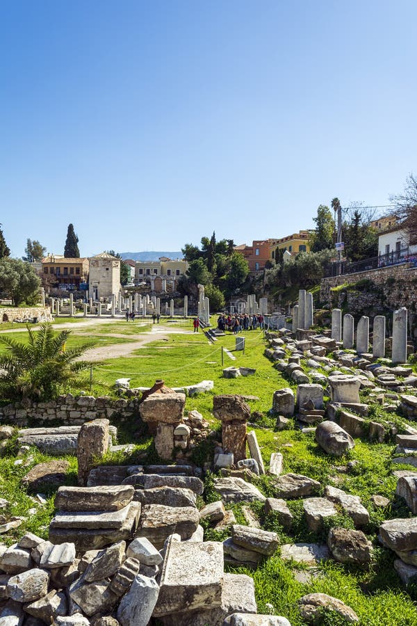 Ancient Ruins in the Roman Forum in the Centre of Athens Editorial ...