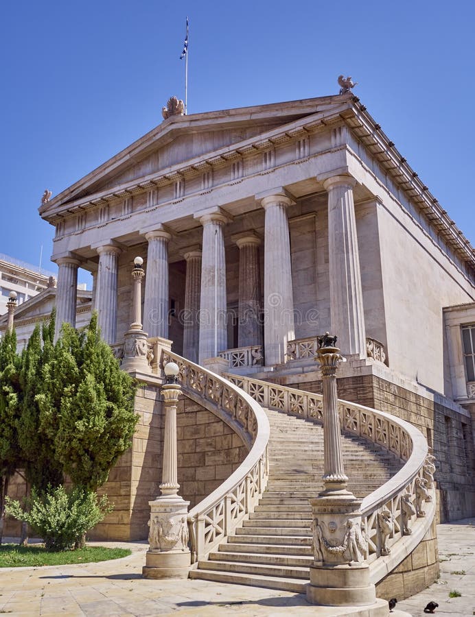 Athens Greece, the National Library Stock Image - Image of sculpture ...