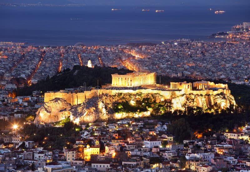 Athens, Night View of Parthenon Temple on Acropolis Stock Image - Image ... Athens, Night View of Parthenon Temple on Acropolis Stock Image - Image ...