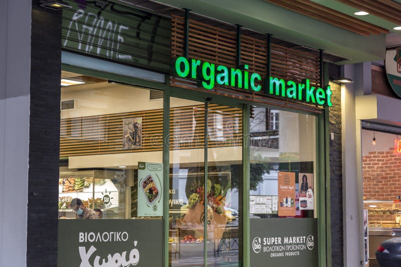 Store Front of an Organic Shop in Athens, Greece Editorial Stock Image - Image of city, door ...