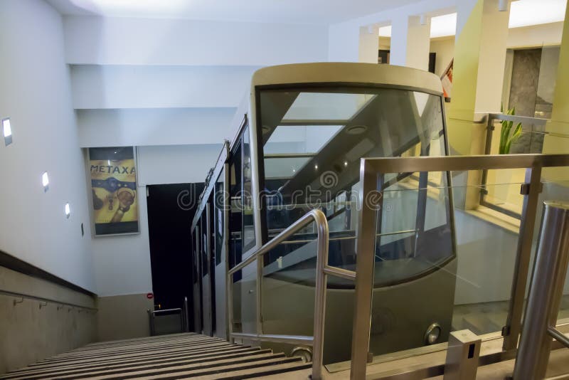 AThens, Greece - November 30 2019: Funicular on Lycabettus Hill in ...