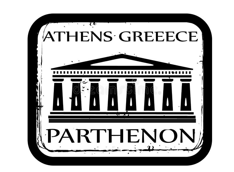 Stamp with Parthenon and the Word Athens, Greece Stock Vector ...