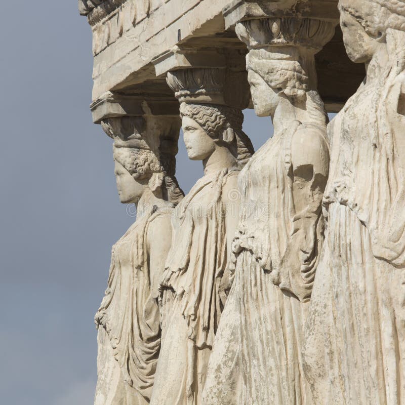 Caryatides, Acropolis of Athens Stock Photo - Image of building, ruins ...