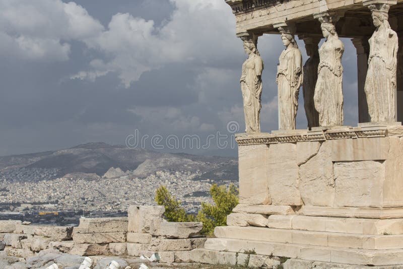 ATHENS - GREECE - SEPTEMBER 21,2016 : Caryatides at Acropolis, a ...