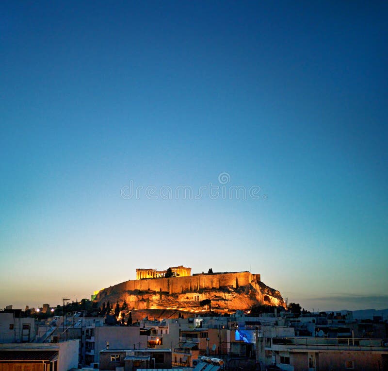 Athens Greece. Sunset at the Acropolis and the Parthenon Stock Image ...