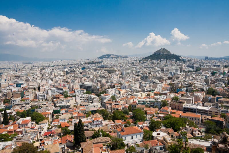 Athens and Lykavitos Hill stock image. Image of european - 15604945