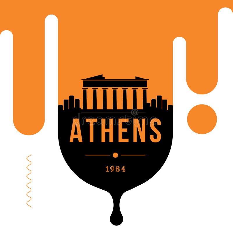 Athens Modern Web Banner Design with Vector Linear Skyline Stock ...