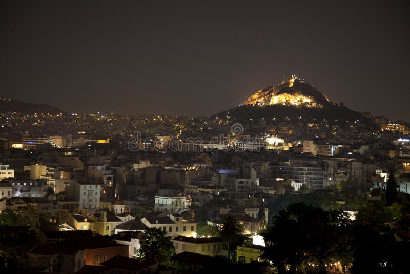 Athens at night stock photo. Image of rocks, greece, mediterranean ...