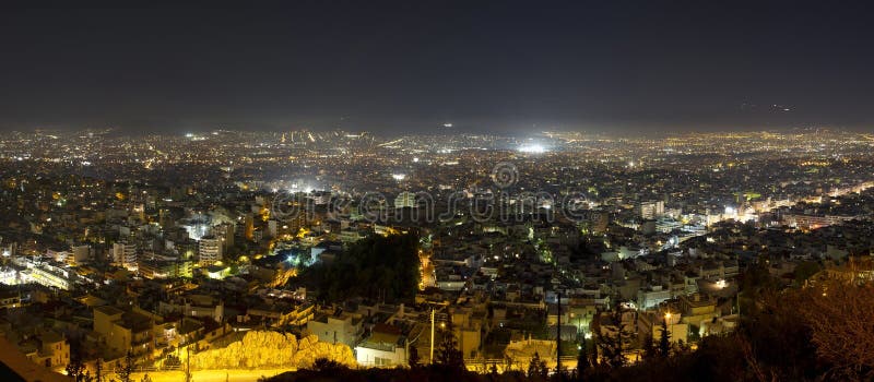 Athens at night stock photo. Image of home, panorama - 19302038