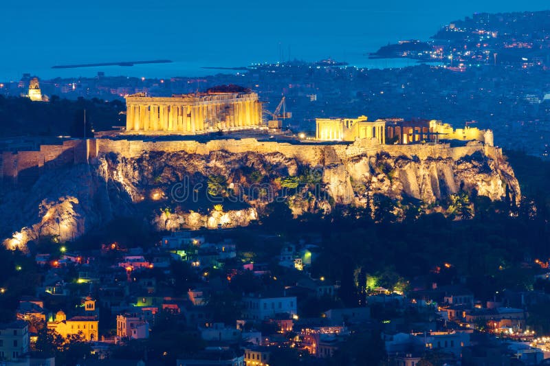 Athens at night stock photo. Image of parthenon, night - 31900584