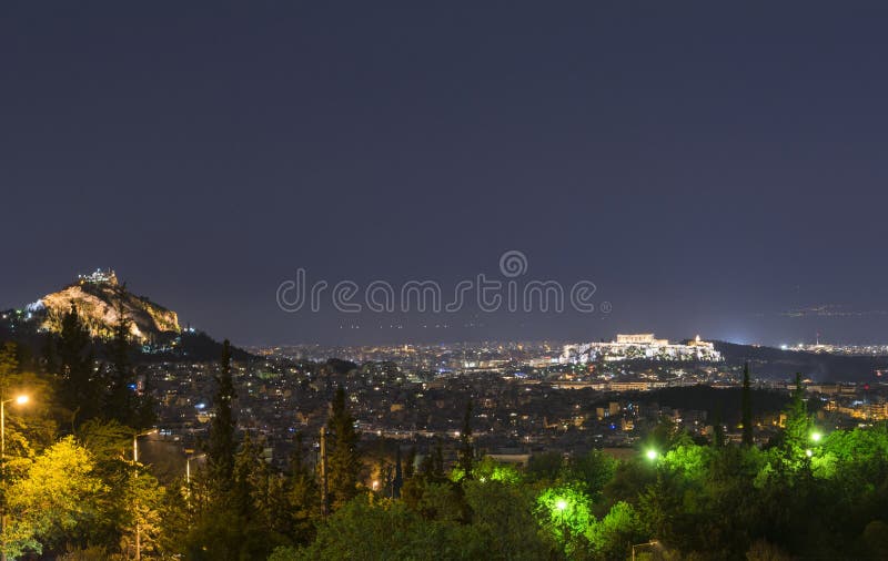 Athens by Night stock photo. Image of white, athens, hill - 98927370
