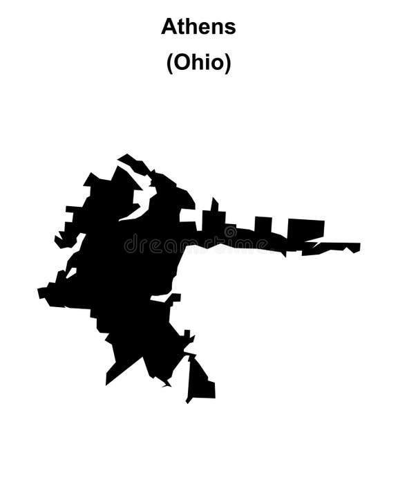 Athens outline map stock vector. Illustration of region - 357490966