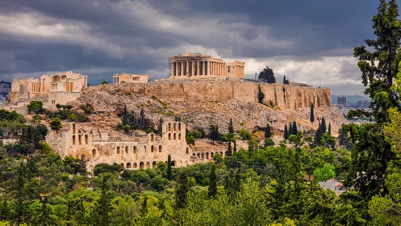 Athens Parthenon in Cloudy Weather Greece Stock Photo - Image of cloudy ...