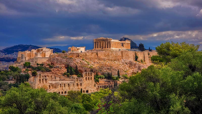 Athens Parthenon in Cloudy Weather Greece Stock Image - Image of ...
