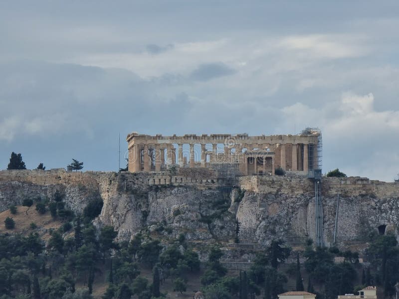 Athens Parthenon in Cloudy Weather Greece Stock Photo - Image of athina ...