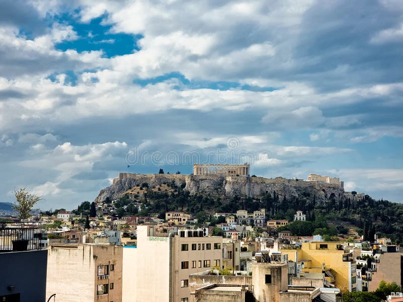 Athens Parthenon in Cloudy Weather Greece Stock Photo - Image of ...