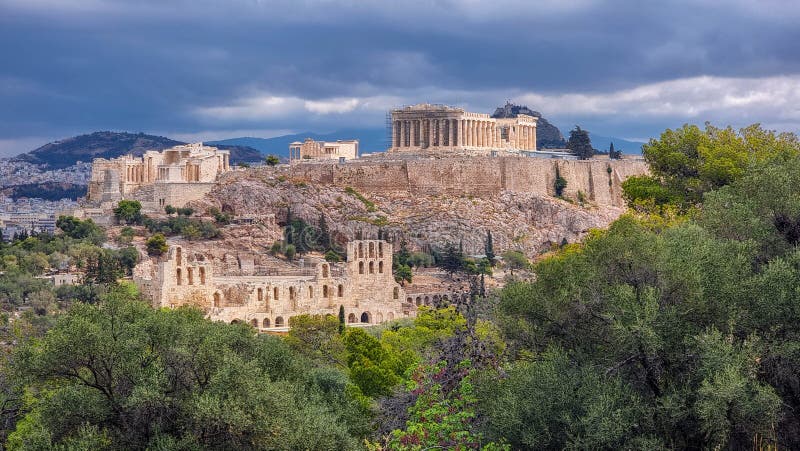 Athens Parthenon in Cloudy Weather Greece Stock Image - Image of ...