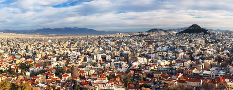 Athens Skyline from Acropolis, Greece Stock Image - Image of landscape ...