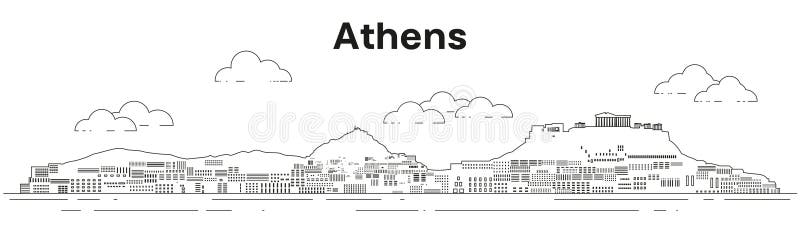 Athens Cityscape Line Art Vector Illustration Stock Vector ...