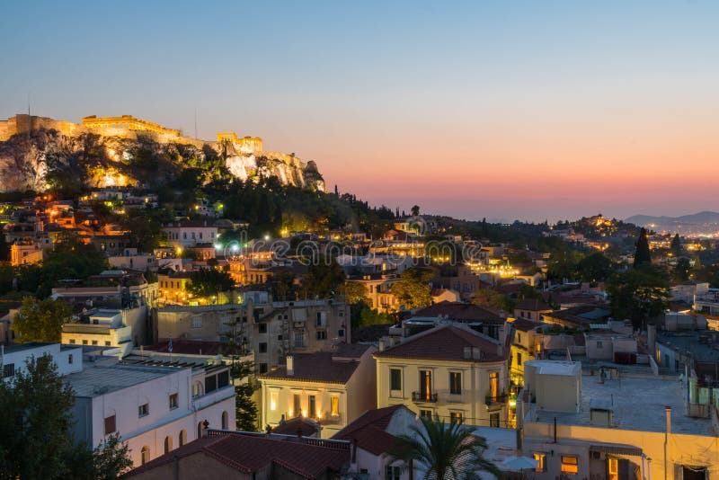 Athens Sunset stock image. Image of destination, golden - 174585771