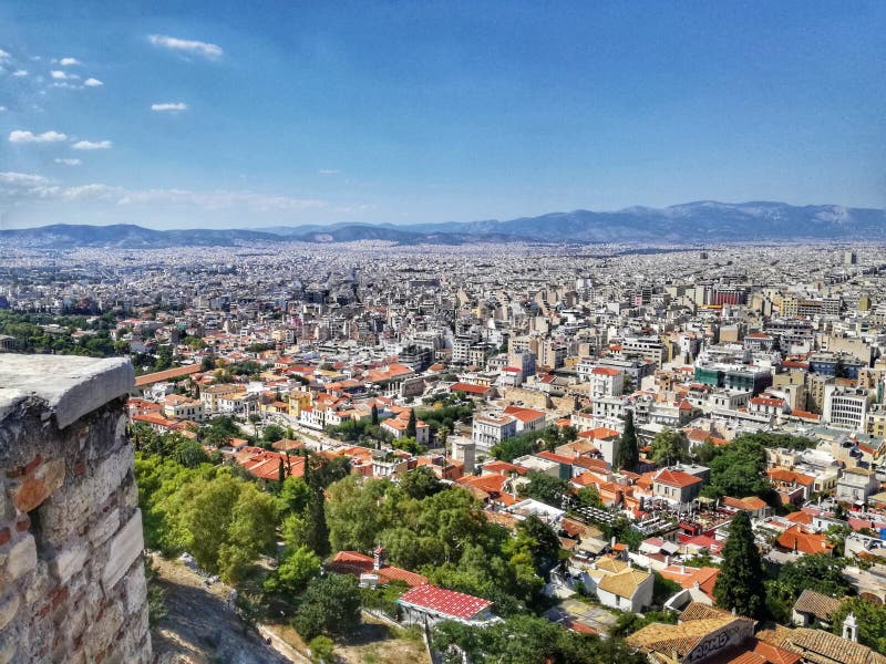Athens top view stock photo. Image of mountain, vacation - 252134910