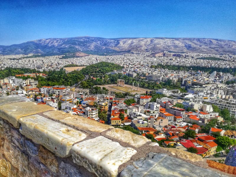 Athens top view stock image. Image of horizon, town - 252134939