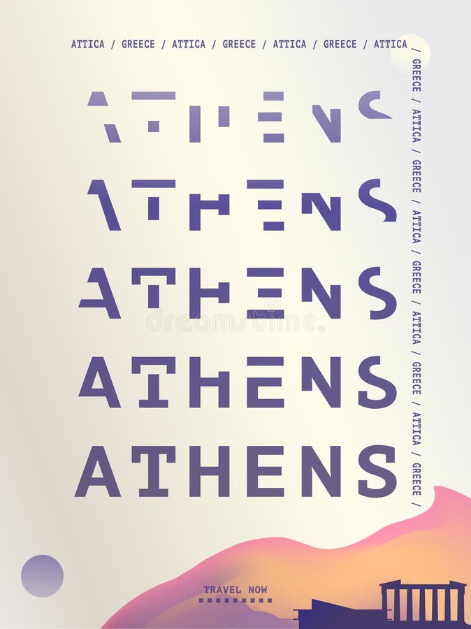 Athens Typography Minimalist Vector Poster Layout. Brochure, Leaflet ...