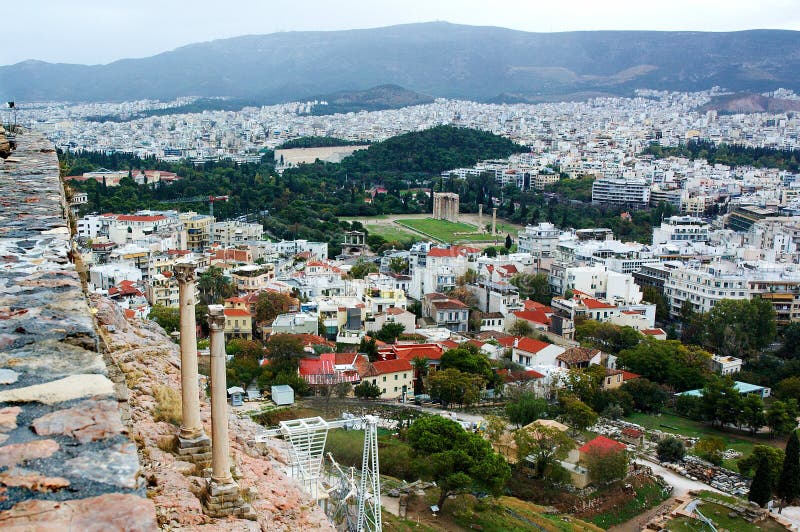 Athens view from acropolis stock image. Image of mediterranean - 21511163