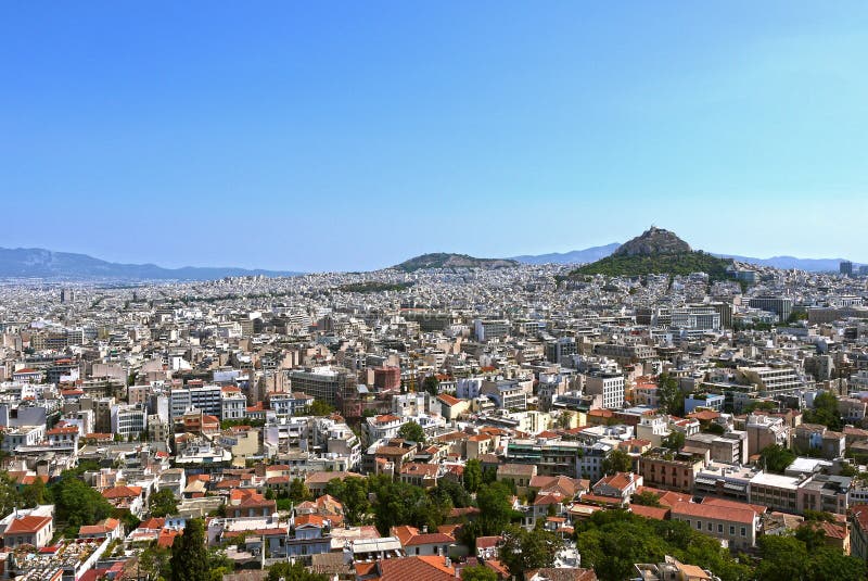 Athens View from Acropolis. GREECE Stock Image - Image of town ...